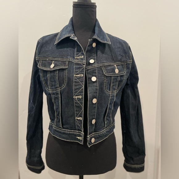 bebe | Jackets & Coats | Bebe Cropped Dark Denim Jean Jacket Small ...